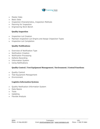 SAP QM ONLINE TRAINING | PDF