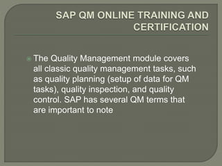 Sap qm online training in india | PPTX