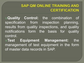 Sap qm online training in india | PPTX