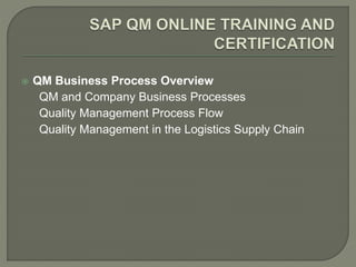 Sap qm online training in india | PPTX