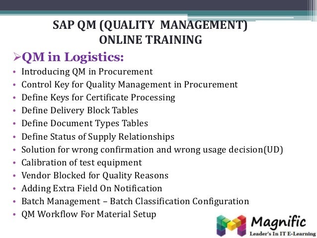 Sap qm (quality management) online training