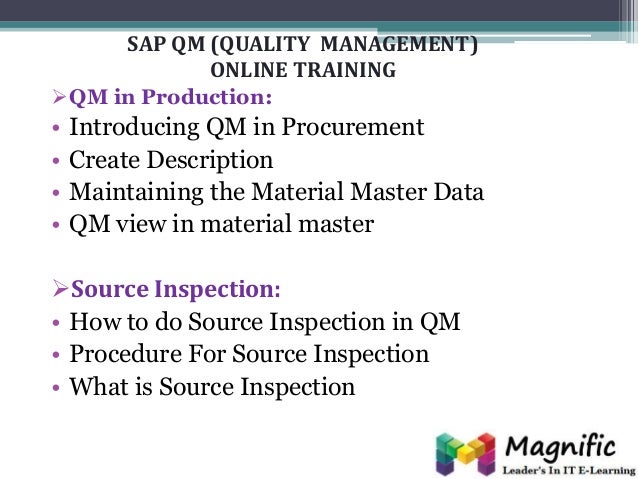 Sap qm (quality management) online training
