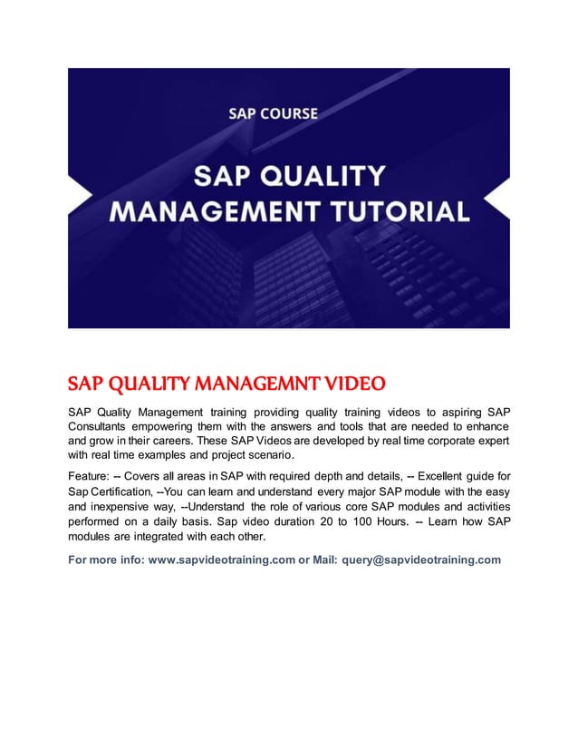SAP QAULITY MANAGEMENT | PDF