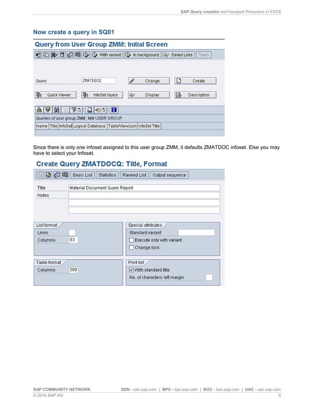 Sap query creation and transport procedure in ecc6 | PDF