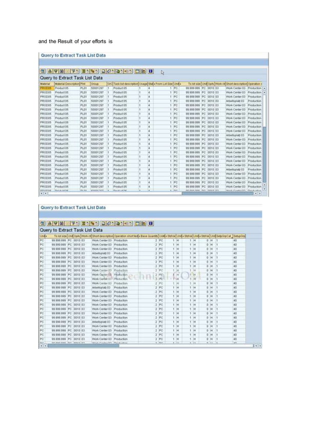 Sap query for task list data extraction | DOCX