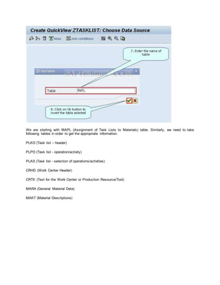 Sap query for task list data extraction | DOCX