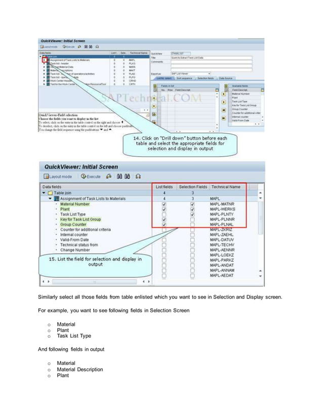 Sap query for task list data extraction | DOCX