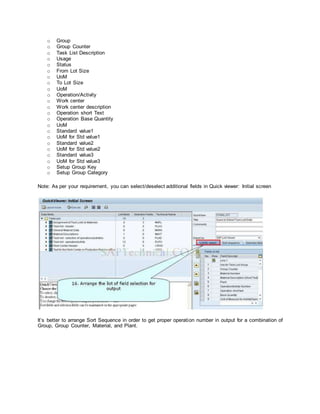 Sap query for task list data extraction | DOCX
