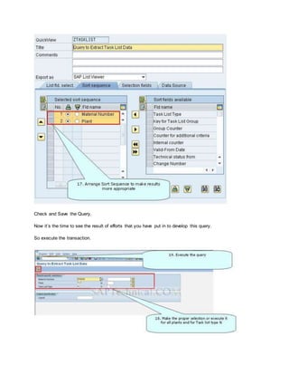 Sap query for task list data extraction | DOCX