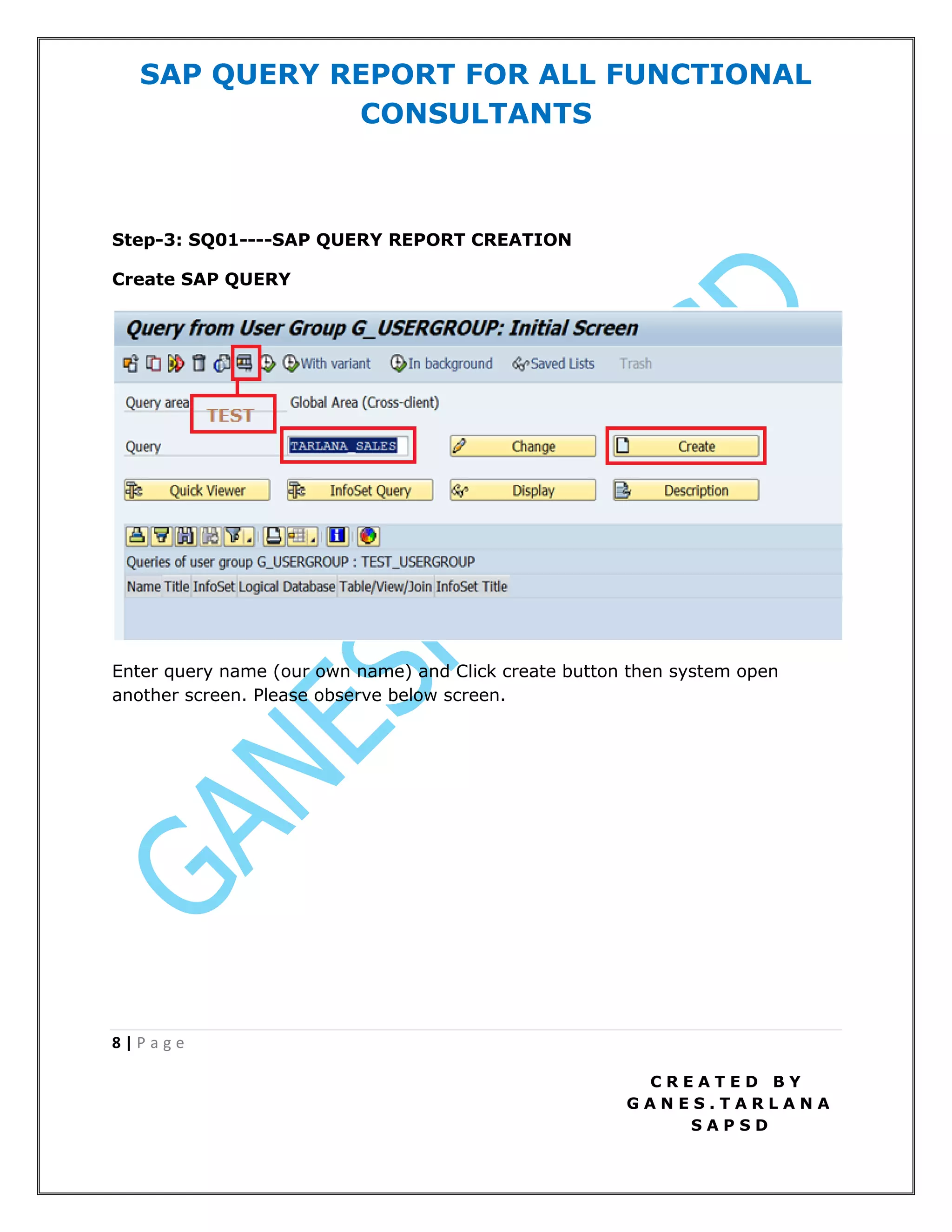 SAP SD QUERY REPORT_GANESH | PDF