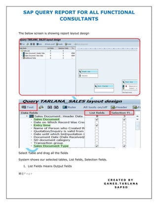 SAP SD QUERY REPORT_GANESH | PDF