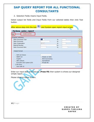 SAP SD QUERY REPORT_GANESH | PDF