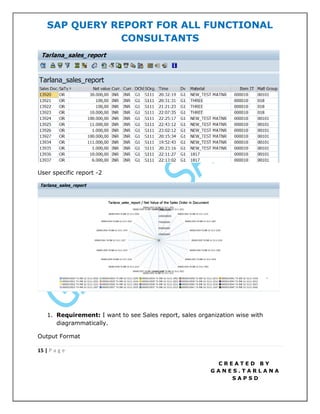 SAP SD QUERY REPORT_GANESH | PDF