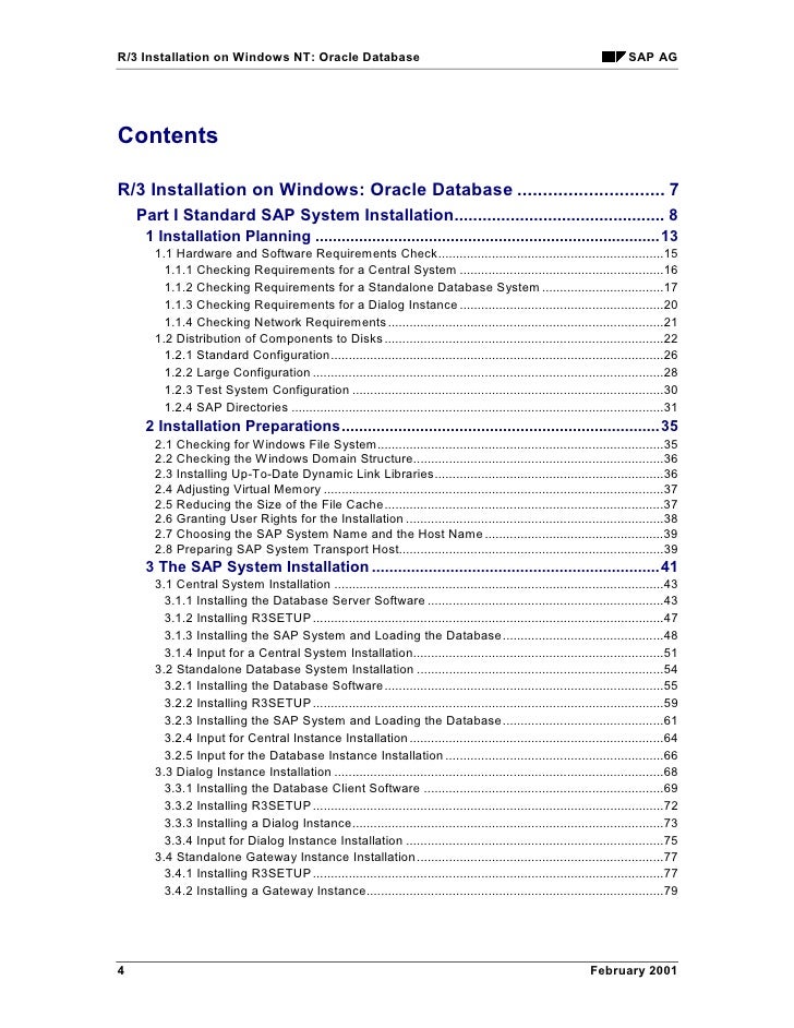 Sap r3 installation on windows oracle database
