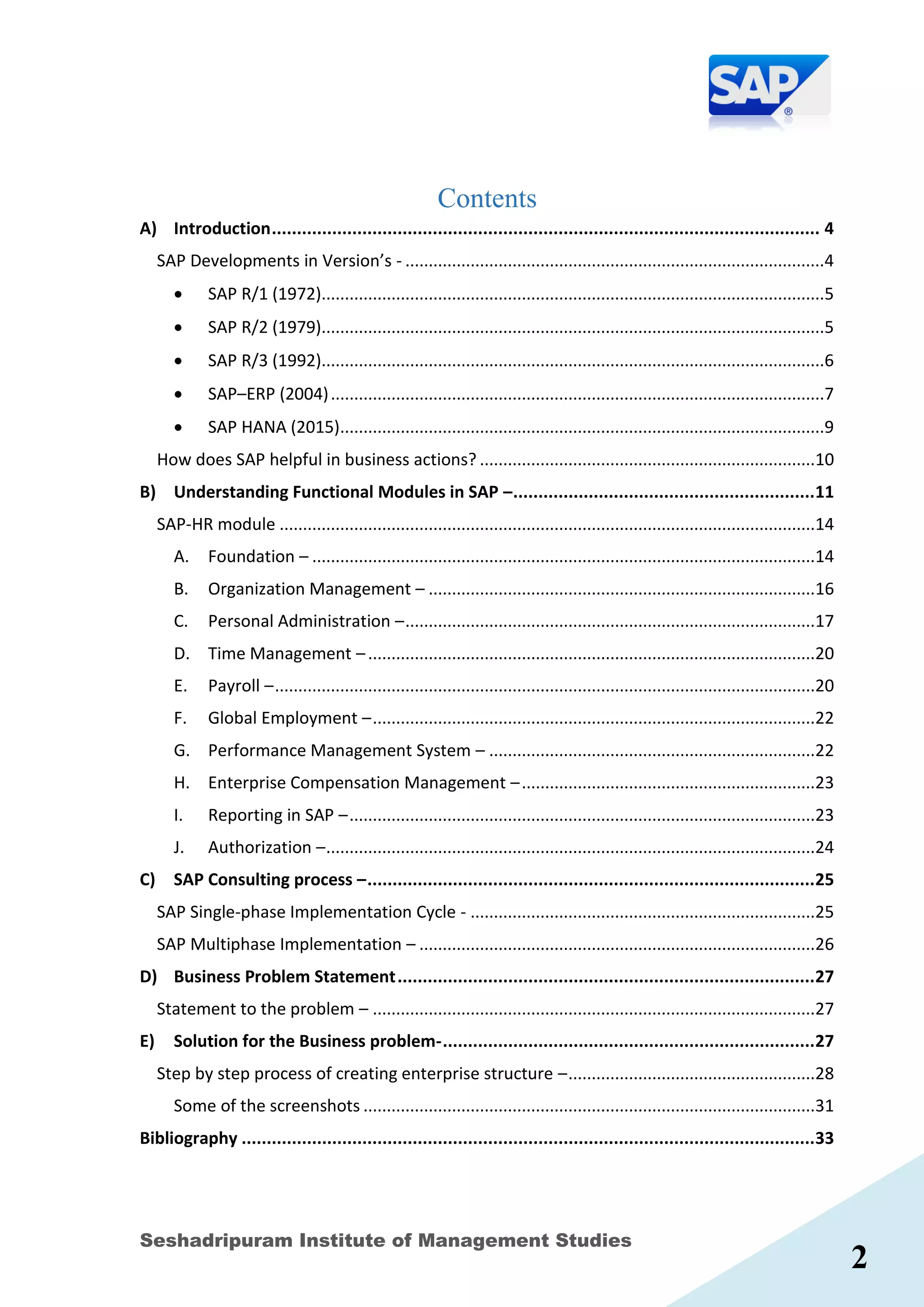 SAP- HCM mini project report on - Design Enterprise Structure in ...