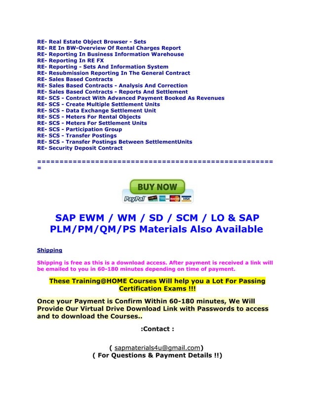 Sap real estate erp 6.0 ehp5 latest study materials for sap real estate ...
