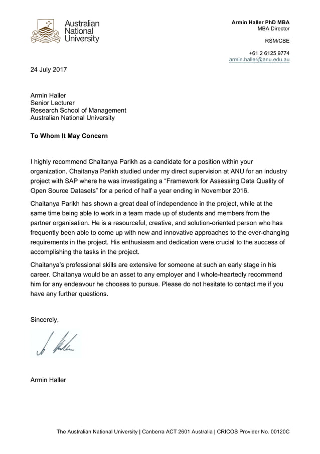 SAP Recommendation Letter | PDF