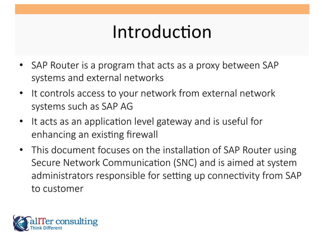 SAP Router Installation with SNC | PPT