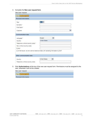 How to Create SAP MarketPlace user id | PDF