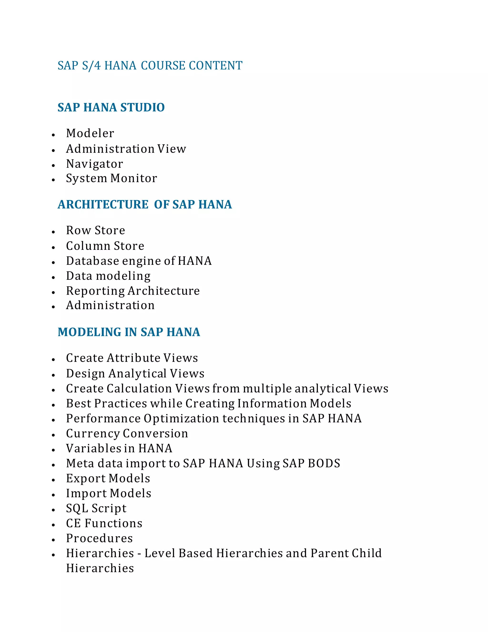 SAP S/4 HANA ONLINE TRAINING | DOCX