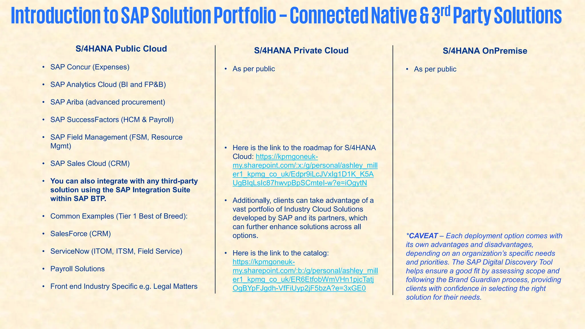 A small comparison between SAP S/4HANA Cloud : Public Vs Private Vs On ...