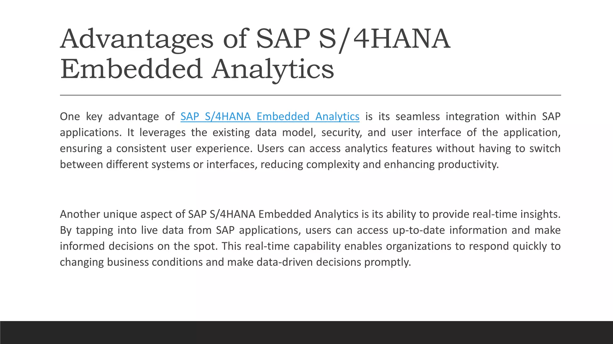Advantages of SAP S4HANA Embedded Analytics | PPTX