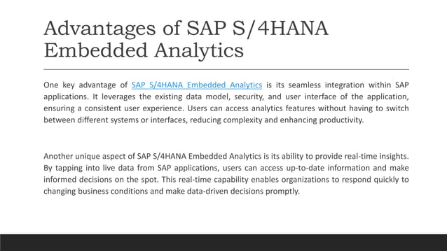 Advantages of SAP S4HANA Embedded Analytics | PPTX