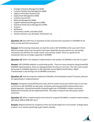SAP S/4HANA FAQ’s | PDF