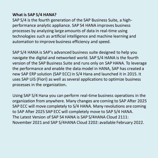 SAP S4 HANA IMPLEMENTATION GUIDE - ASPIRE TECHSOFT ACADEMY | PDF