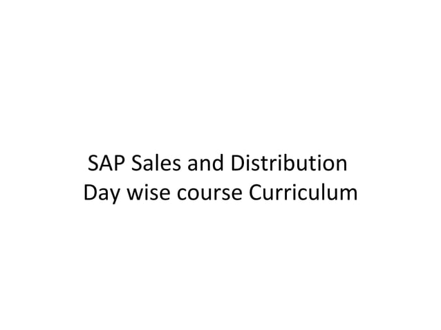Sap sales and distribution | PPT | Logistics | Business