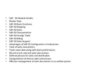 Sap sales and distribution module