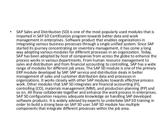 Sap Sales And Distribution Module