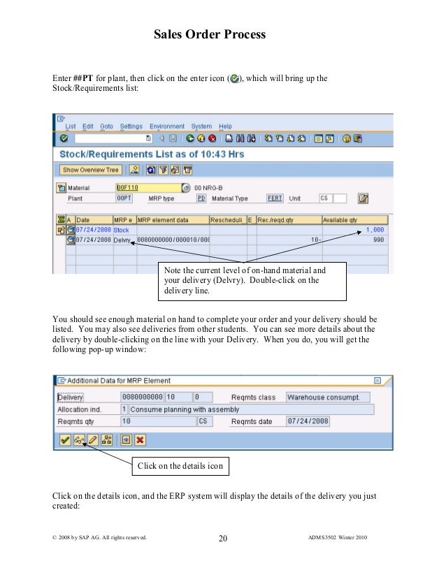 Sap sales order process exercise ecc6