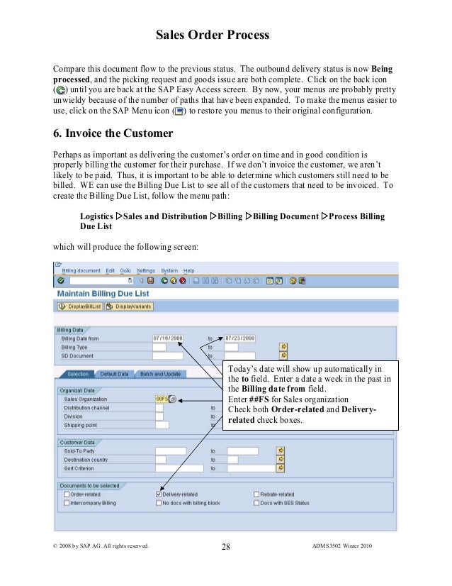 Sap sales order process exercise ecc6