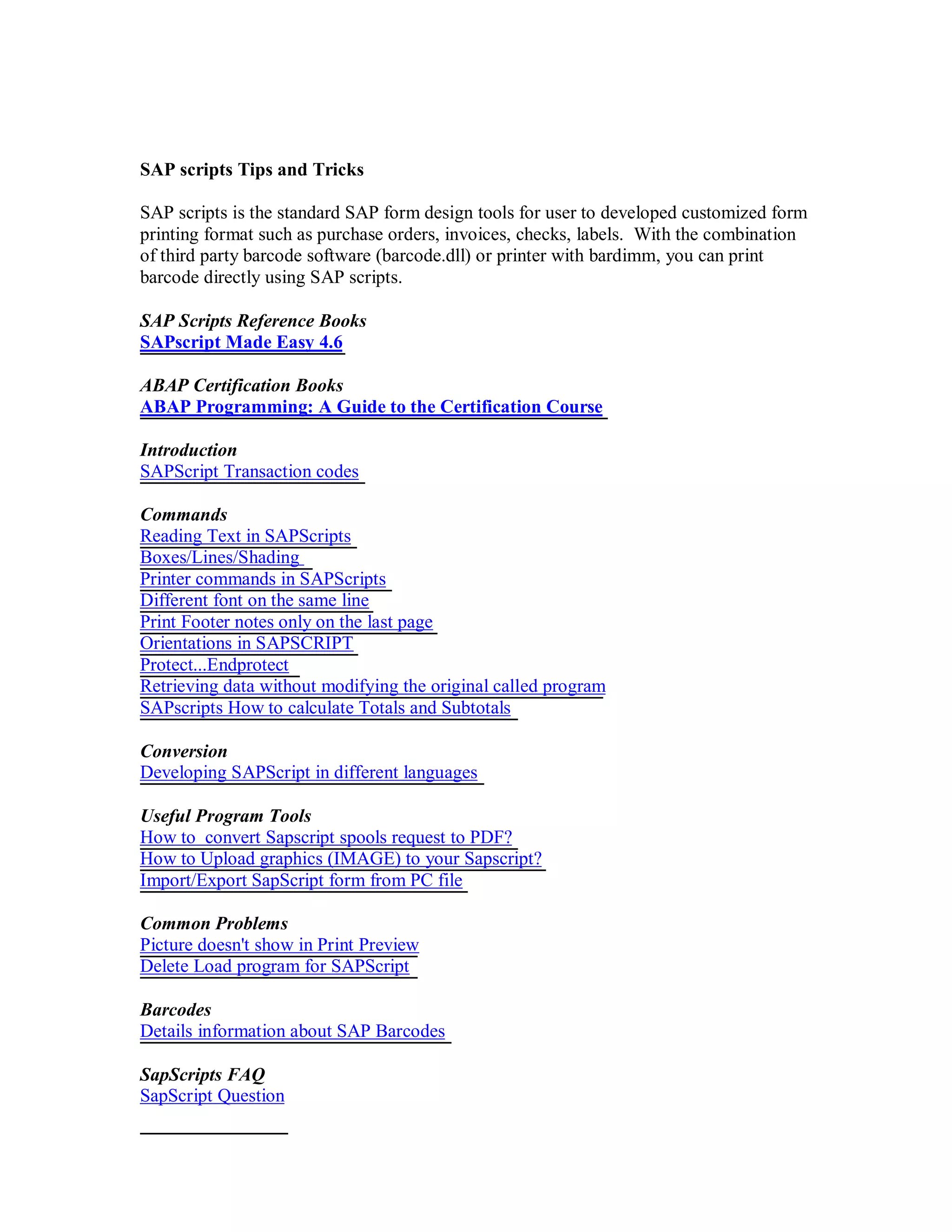 Sap sapscripts tips and tricks | PDF | Desktop Publishing | Computer Software and Applications
