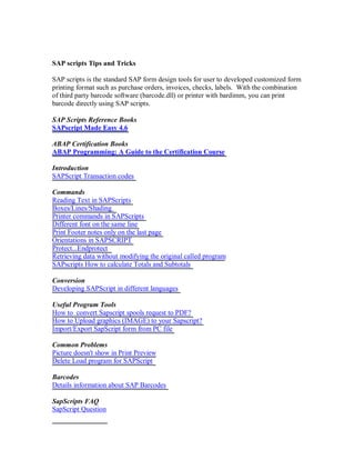 Sap sapscripts tips and tricks | PDF