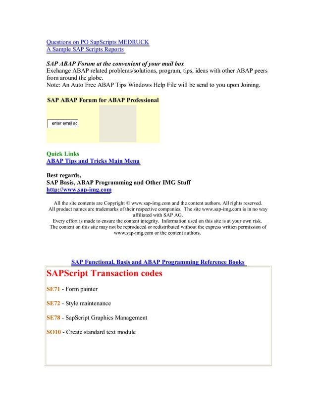 Sap sapscripts tips and tricks | PDF | Desktop Publishing | Computer Software and Applications