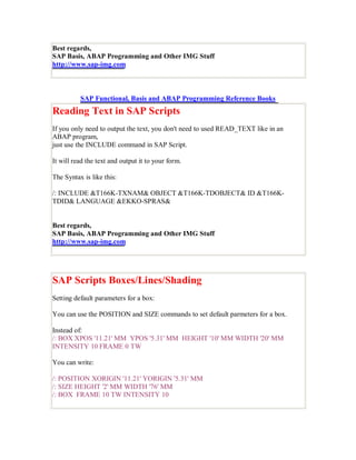 Sap sapscripts tips and tricks | PDF