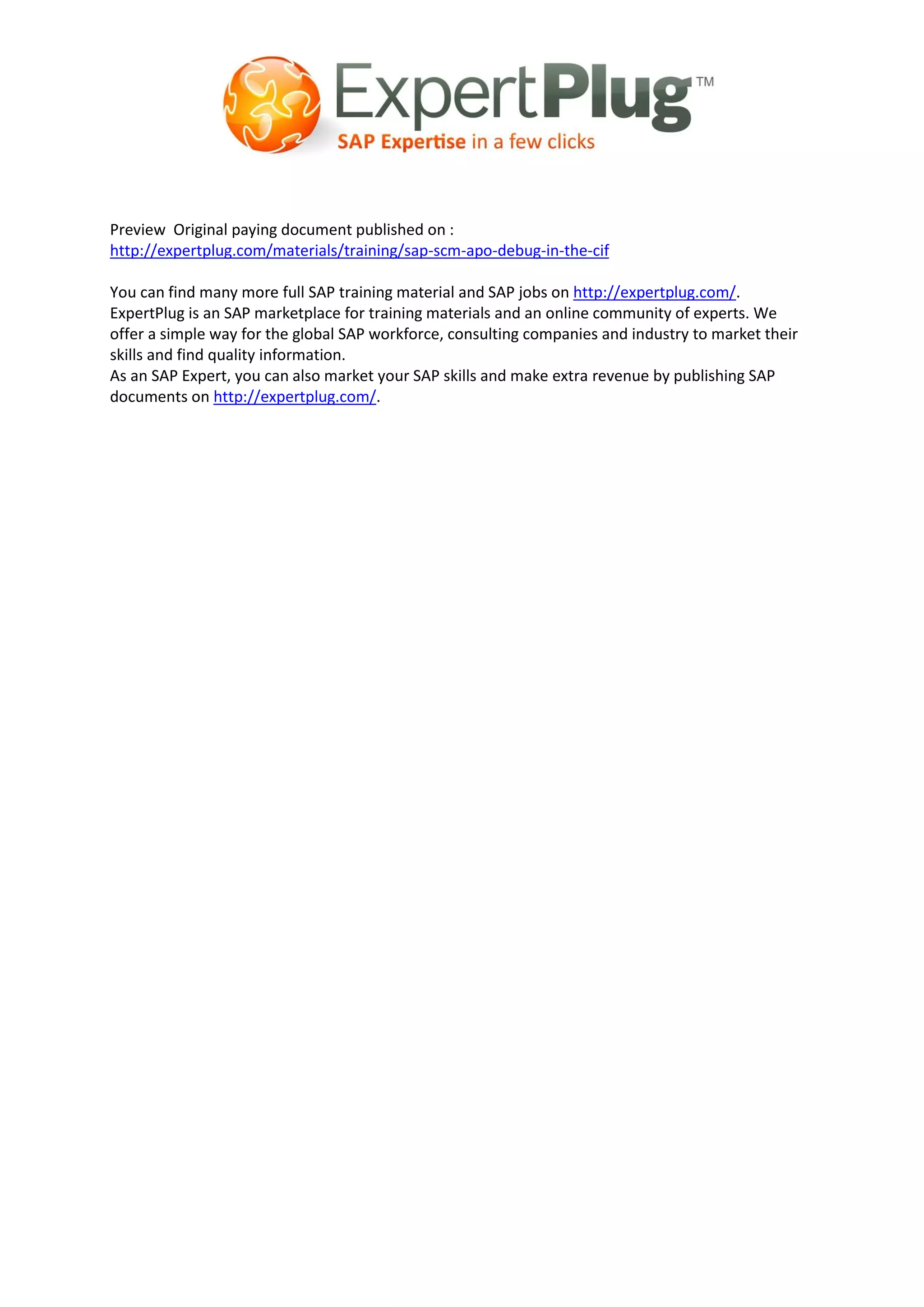 Sap scm apo debug in the cif | PDF