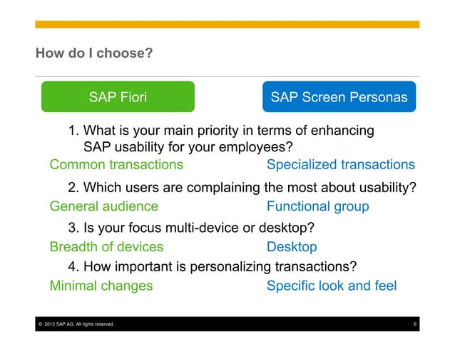Sap screen personas and sap fiori help me choose | PPT
