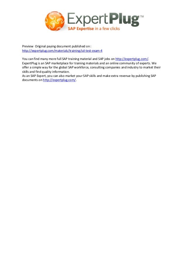 Sap Sd Certification Exam 4