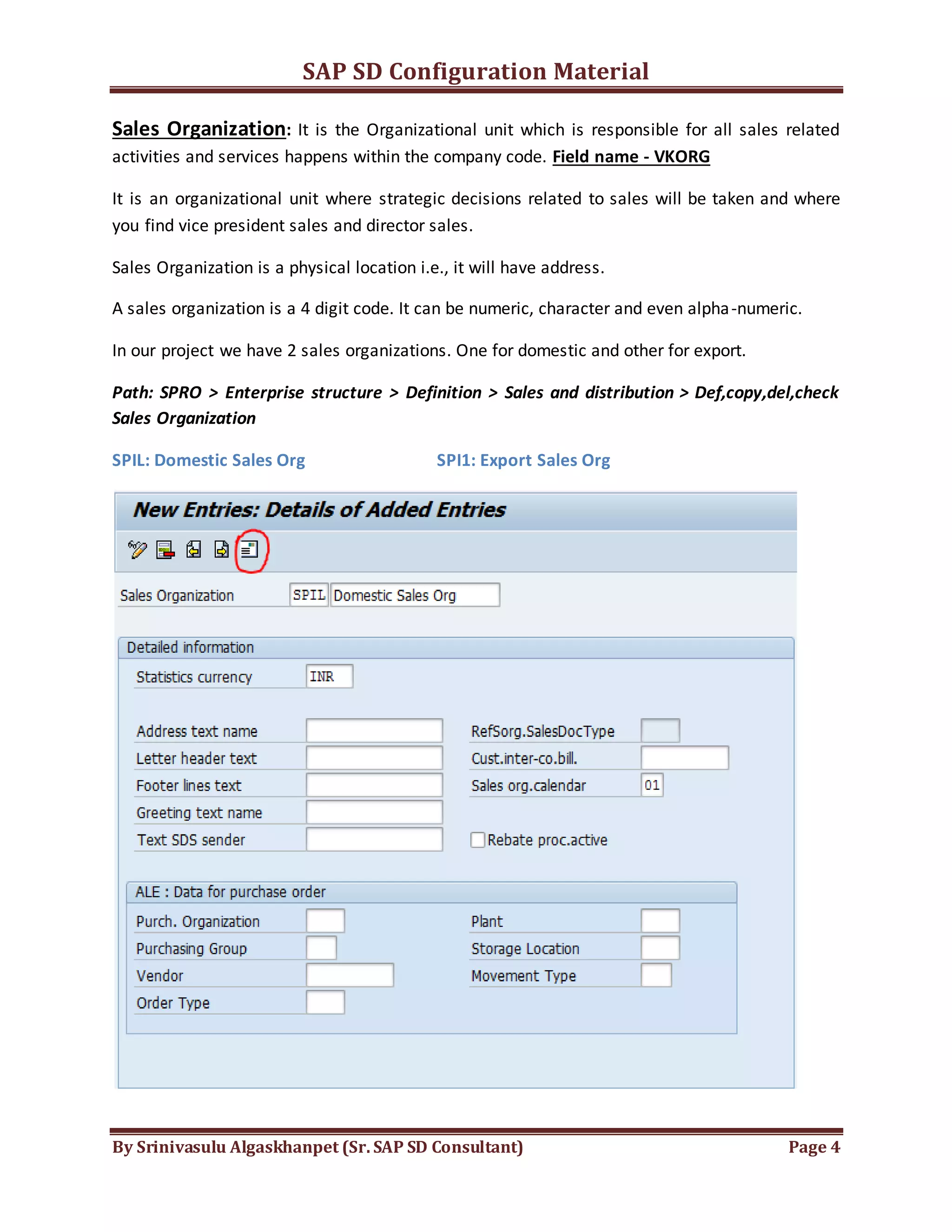 SAP SD Configuration Document | DOCX