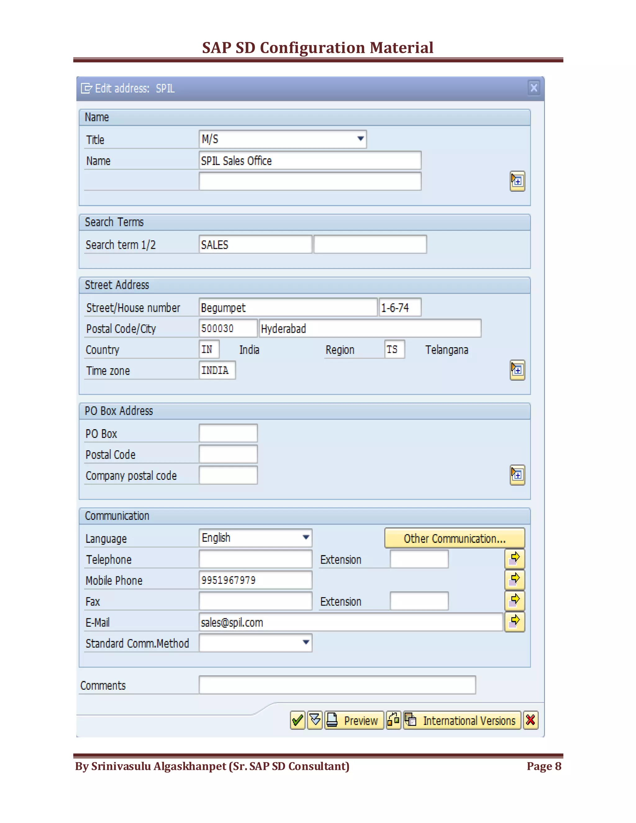 SAP SD Configuration Document | DOCX