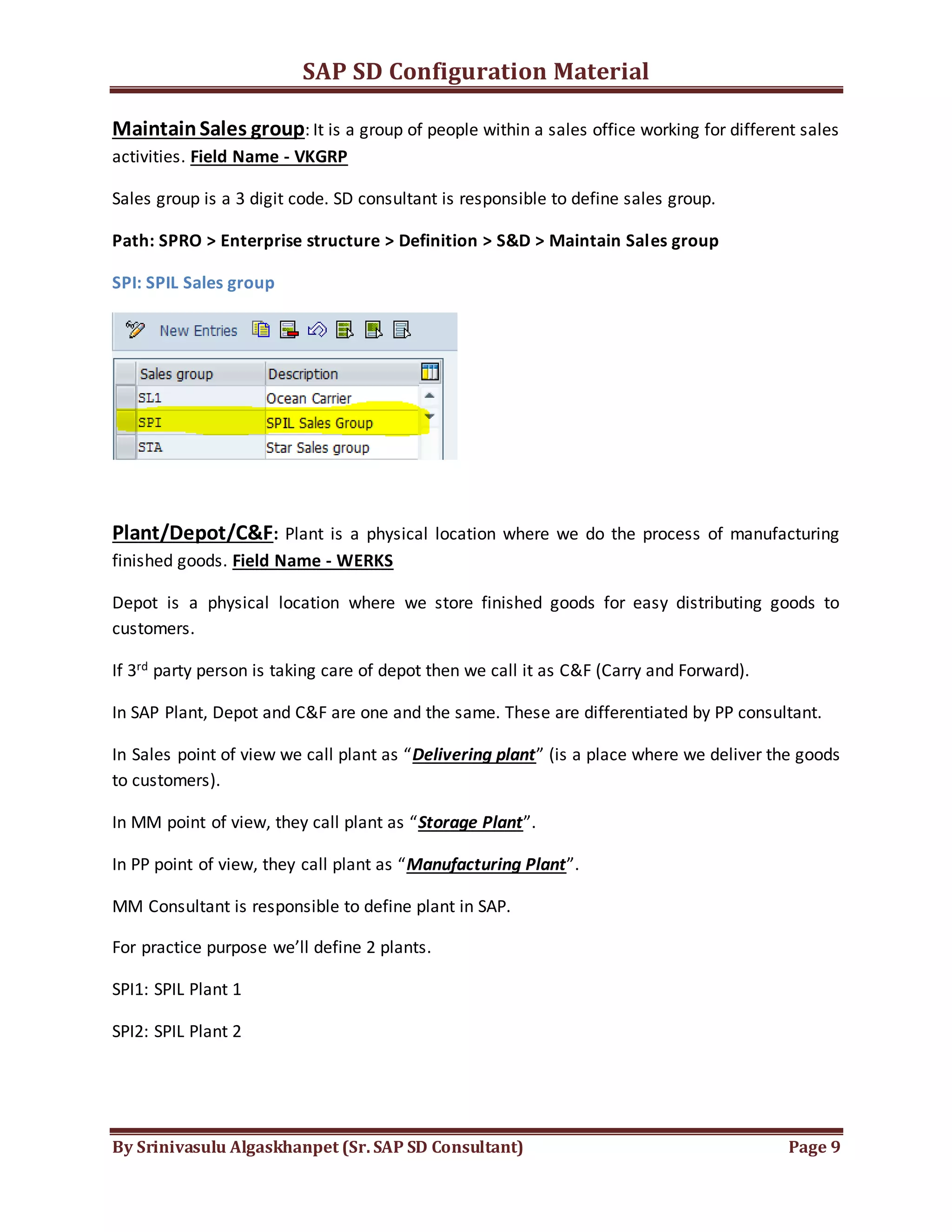 SAP SD Configuration Document | DOCX