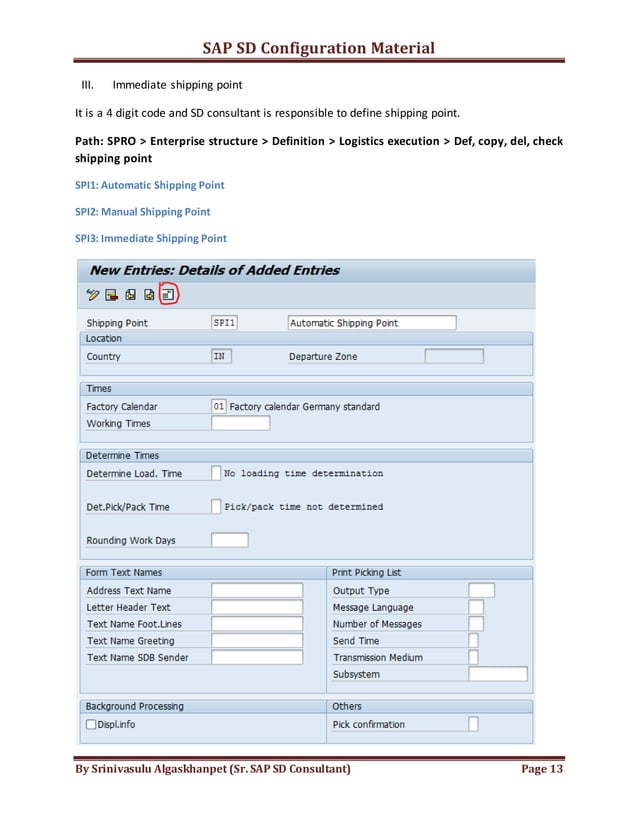 SAP SD Configuration Document | DOCX | Office Property | Real Estate