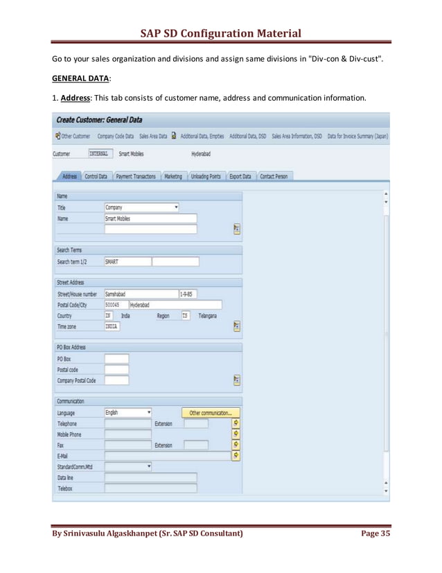 SAP SD Configuration Document | DOCX | Office Property | Real Estate