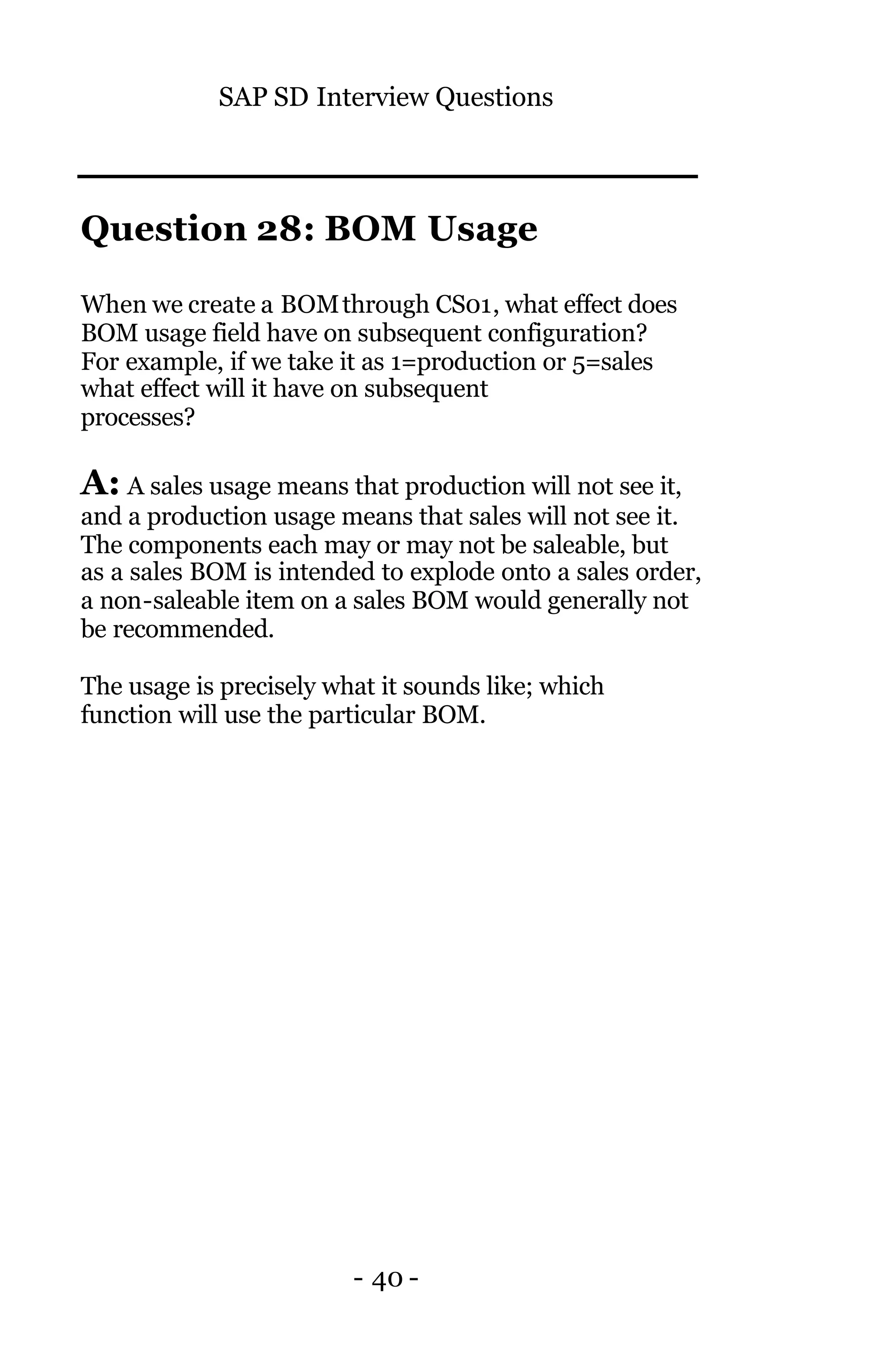 SAP SD Interview Questions with Explanation | PDF