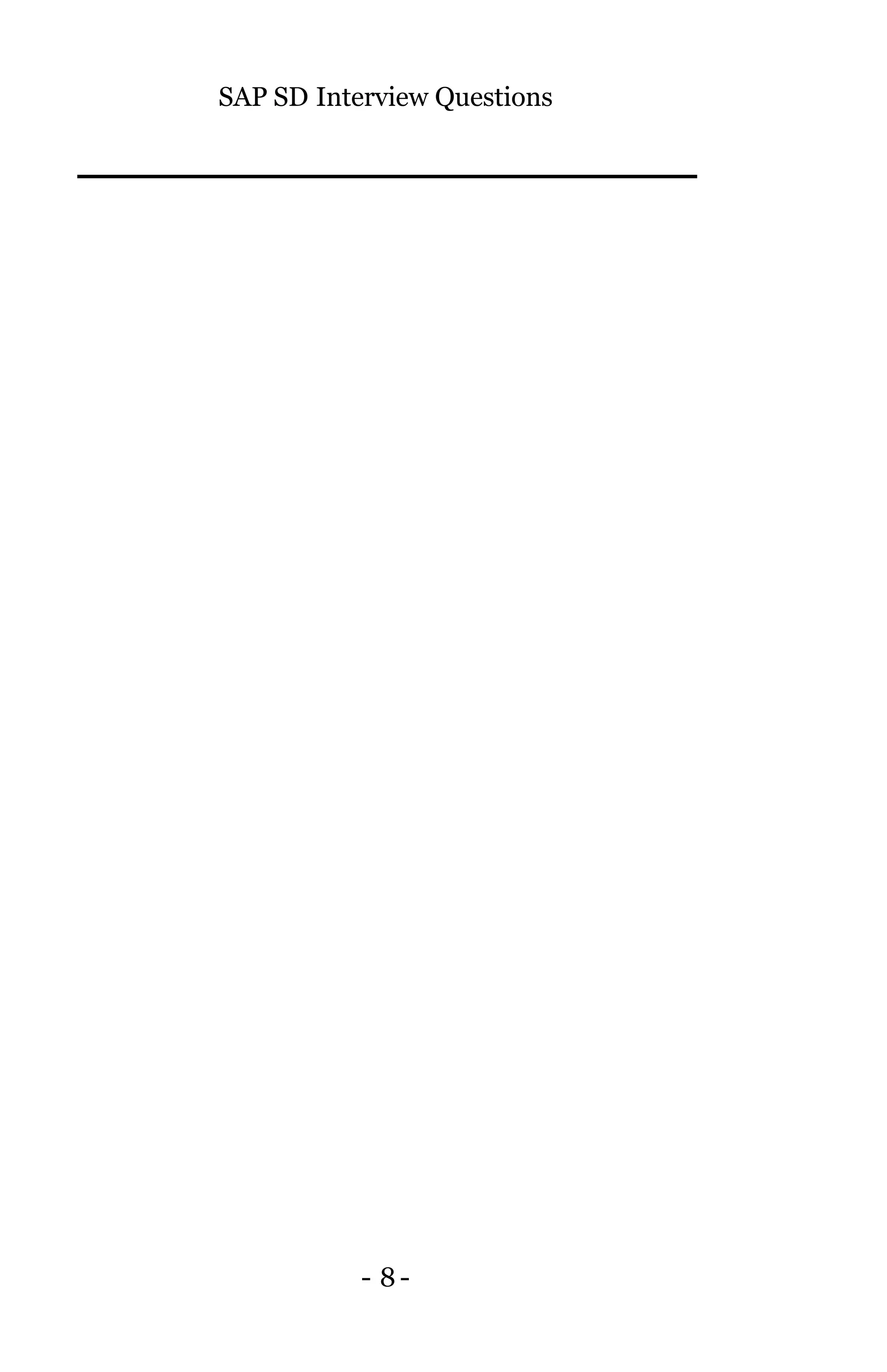 SAP SD Interview Questions with Explanation | PDF