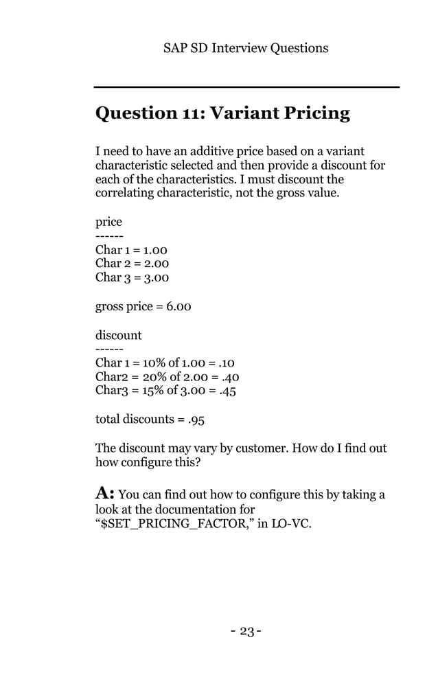 SAP SD Interview Questions with Explanation | PDF