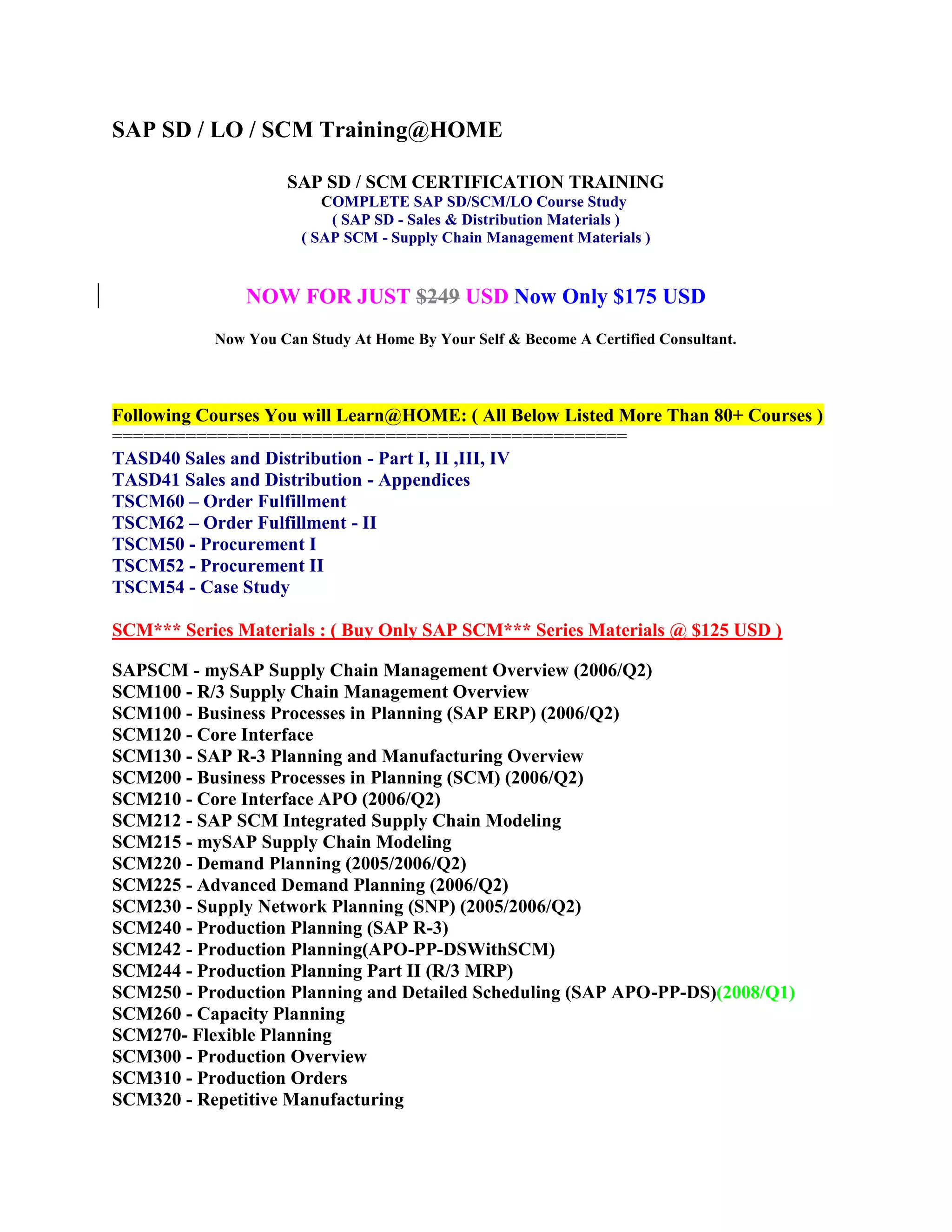 Sap sd lo scm training home | PDF